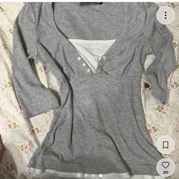 Brandy Melville | Tops | Gray Double Layered Long Sleeve Baby Doll Top ...